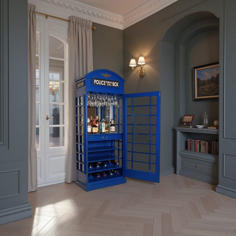 Drinks Cabinet - Police Call Box in Metro Blue - Island Furniture Co