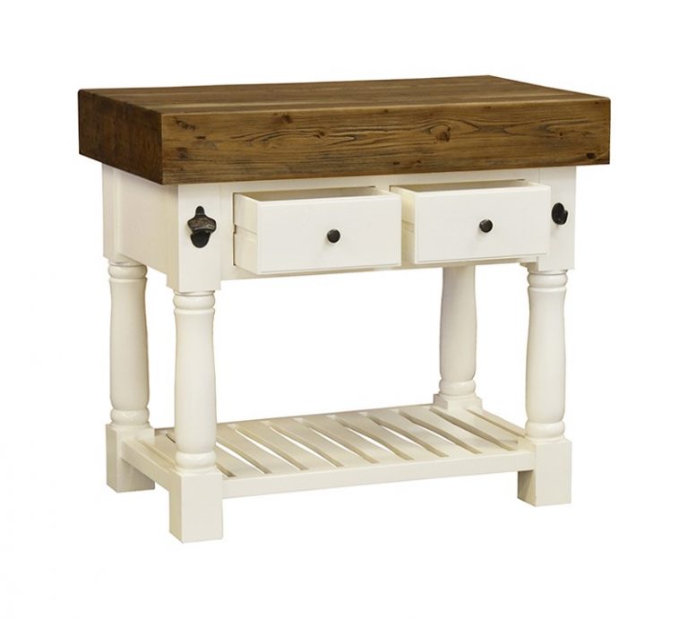Butcher Block Kitchen Island with Three Drawers - Grey Colour - Island ...