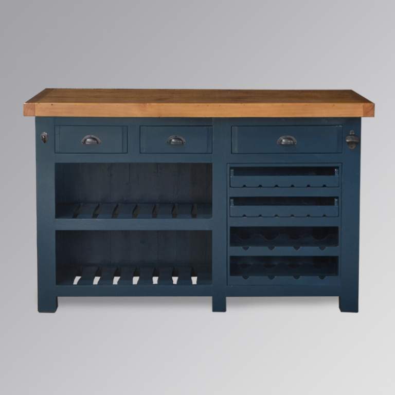 Kitchen Island Double Sided - Counter Top Breakfast Bar - Haigh Blue ...