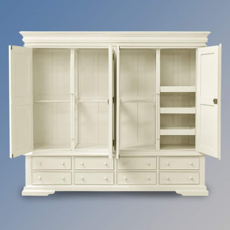 Versailles Quadruple 8 Drawer Wardrobe - 2 Centre Mirrors - French ...