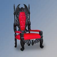 Dracula Throne Chair - Black Frame Upholstered in Blood Red Faux ...