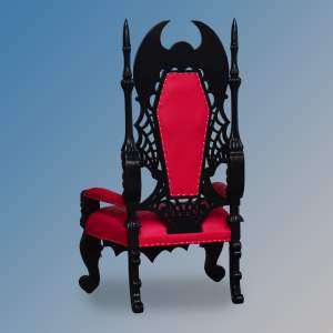 Dracula Throne Chair - Black Frame Upholstered in Blood Red Faux ...