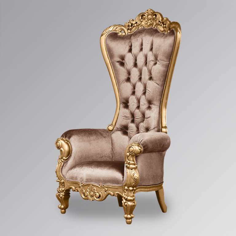 Throne Chair – Lazarus King - Gold Frame Upholstered in Glamour Sand ...