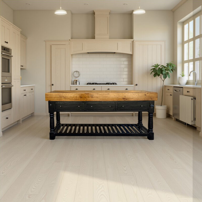 Butcher Block Kitchen Island with Three Drawers - French Noir Colour ...
